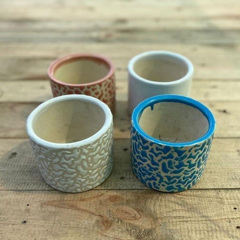Free Next Day Delivery | Set of 4 - 4 Inch Designer Glass Ceramic Pot ...