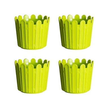 Free Next Day Delivery | Set of 04 - 6 Inch Green Premium Tippy Plastic Pot