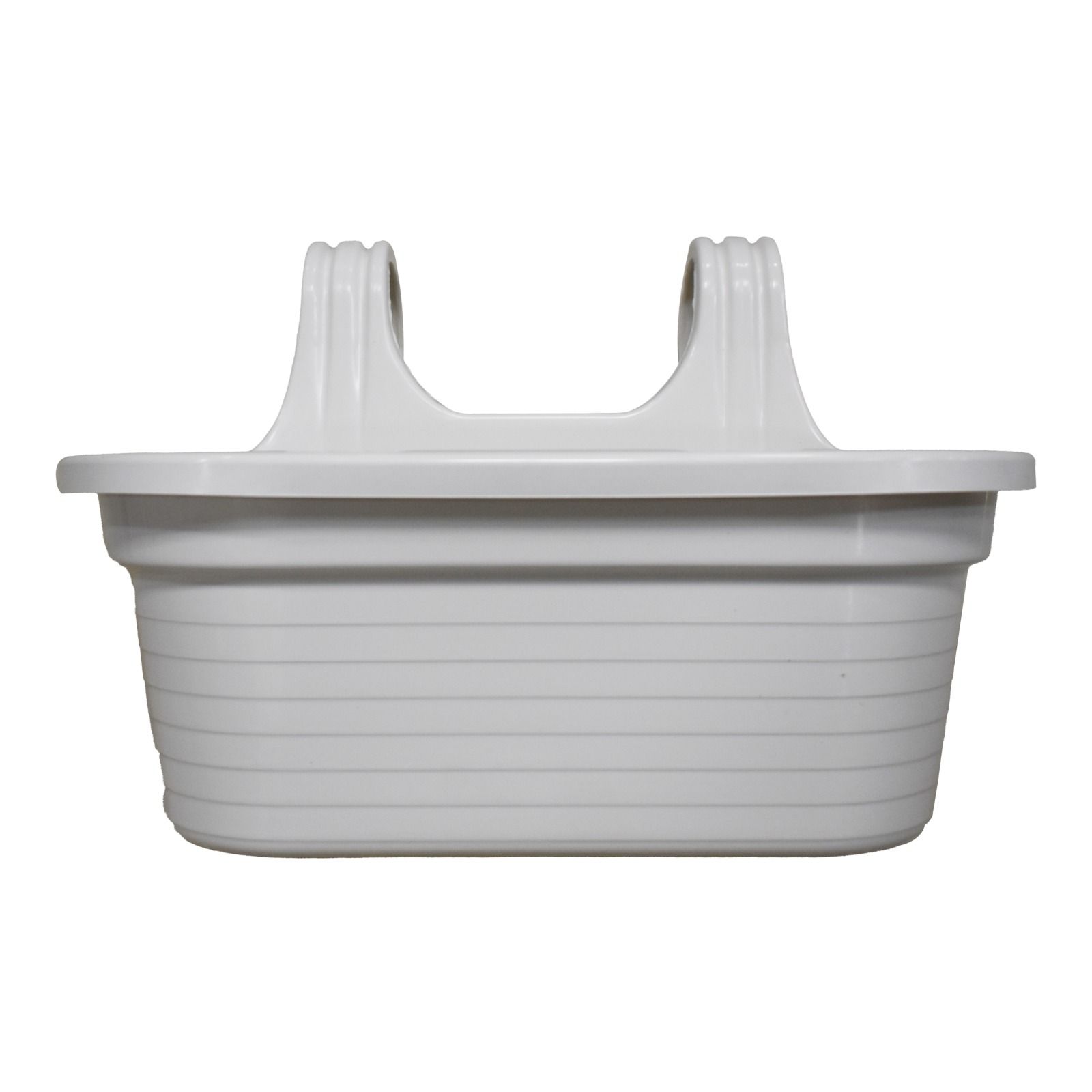 Free Next Day Delivery | 14 X 10 Inch White Double Hook Hanging Plastic Pot