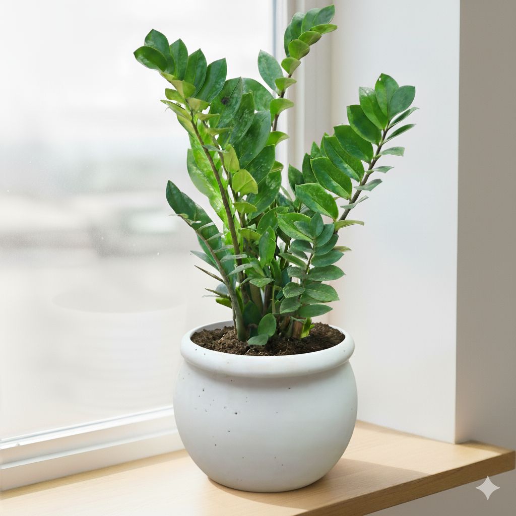 Free Next Day Delivery | Zz Green in 5 Inch Classy White Matki Ceramic Pot
