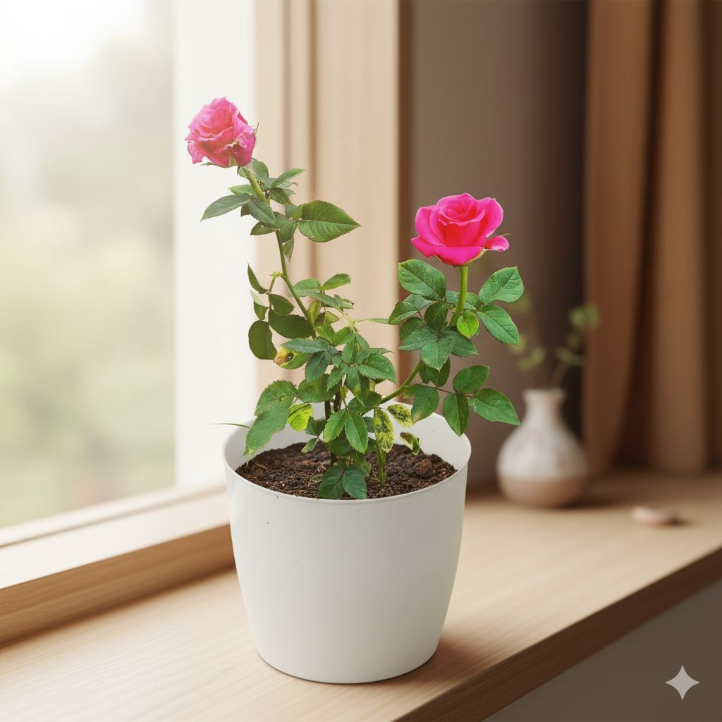Free Next Day Delivery | Rose Pink in 6 Inch Classy White Cup Ceramic Pot
